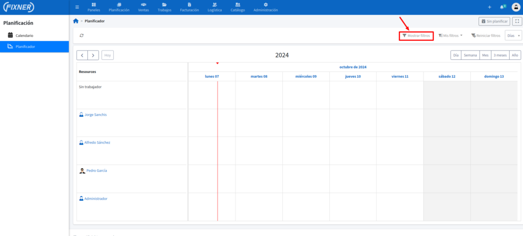 Cómo configurar filtros en el planificador - Soporte Fixner
